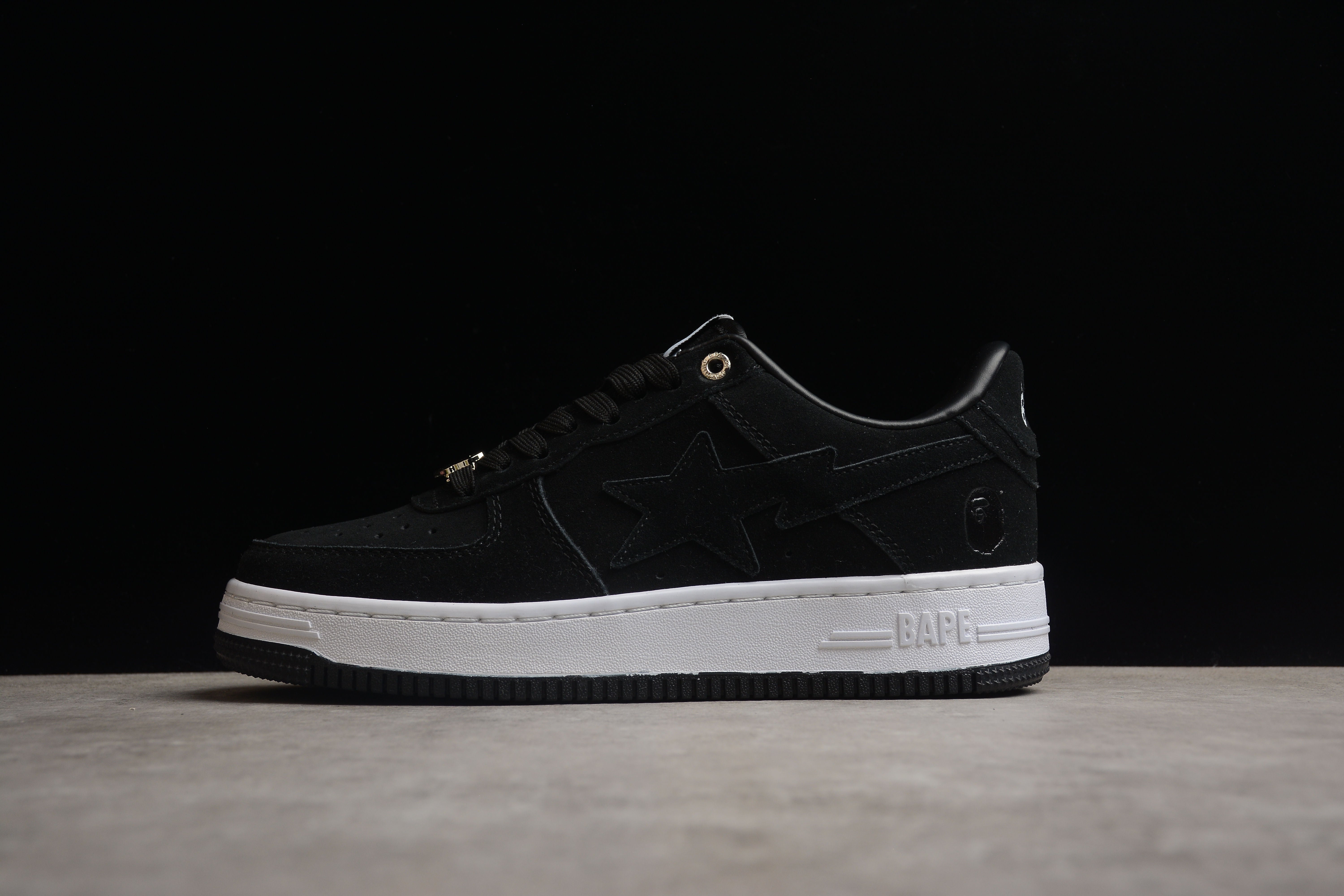 BAPE STA Low-Top Black Suede Sneakers – Phantom Kicks