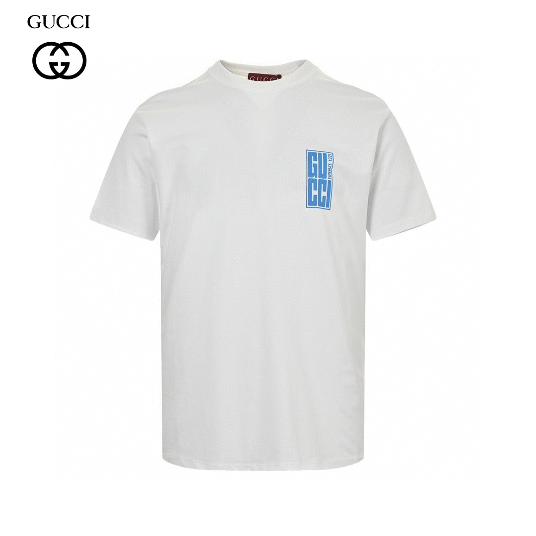 Gucci White T-Shirt with Blue Vertical Logo Patch – Phantom Kicks