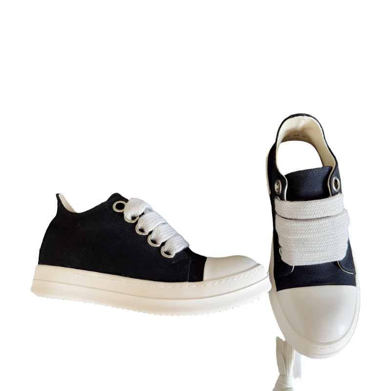 Rick Owens Black Canvas Low-Top Sneakers – Phantom Kicks