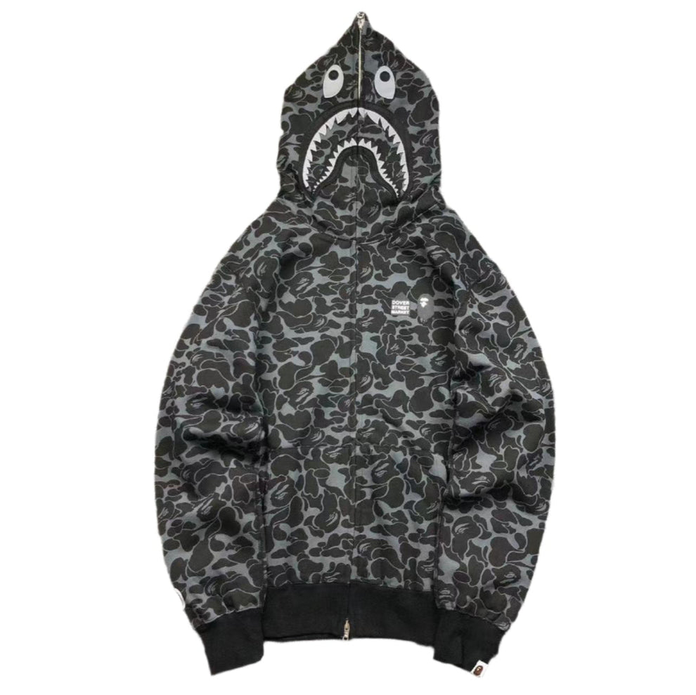 BAPE x DOVER STREET MARKET SPECIAL CAMO SHARK FULL ZIP HOODIE BLACK ...